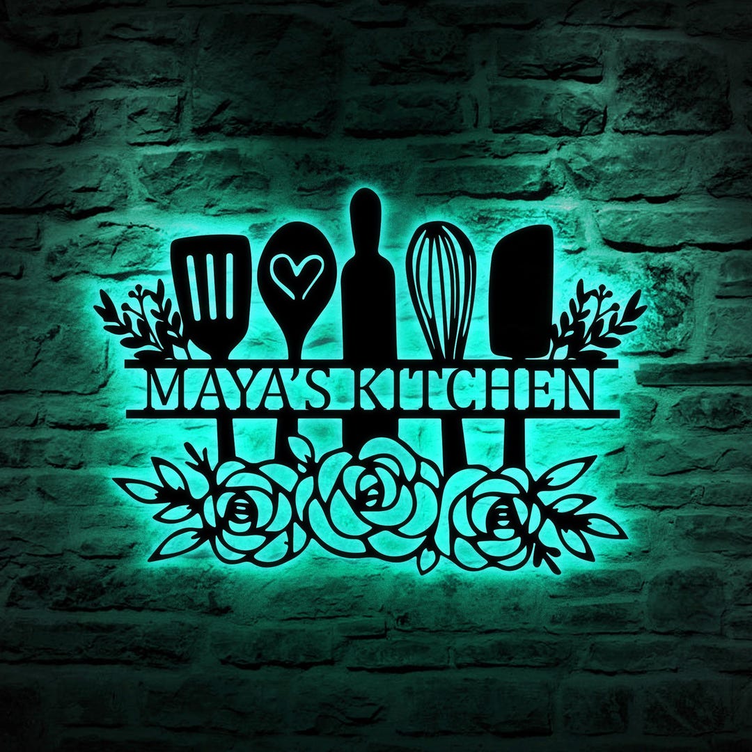 Custom Kitchen Metal Wall Art, Personalized Baking Kitchen Metal Sign ...