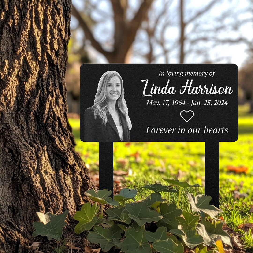 Custom Photo Grave Marker, Temporary Grave Marker With Photo, Outdoor ...