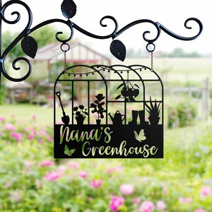 Custom Metal Greenhouse Sign, Personalized Hanging Garden Sign ...