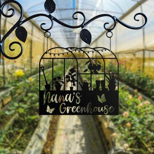 Custom Metal Greenhouse Sign, Personalized Hanging Garden Sign ...
