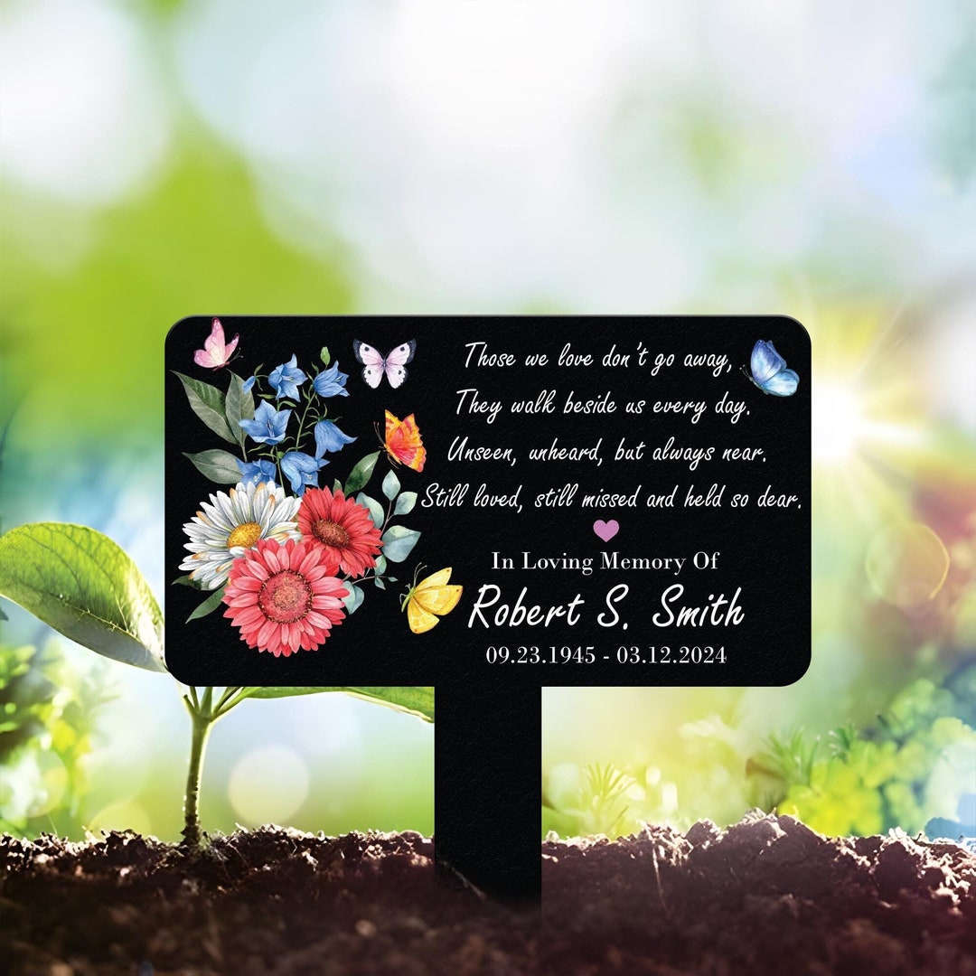Custom Floral Memorial Tree Sign Stake, Memorial Marker, Metal Garden ...