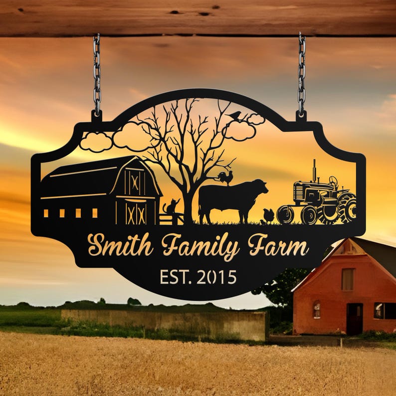 Personalized Farm Sign, Metal Farm Sign, Custom Metal Farm Name Sign ...