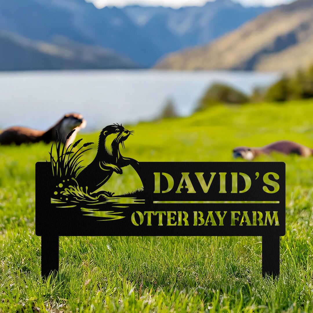 Otter Farm Stake Metal Sign, Custom Ranch Yard Sign, Personalized ...