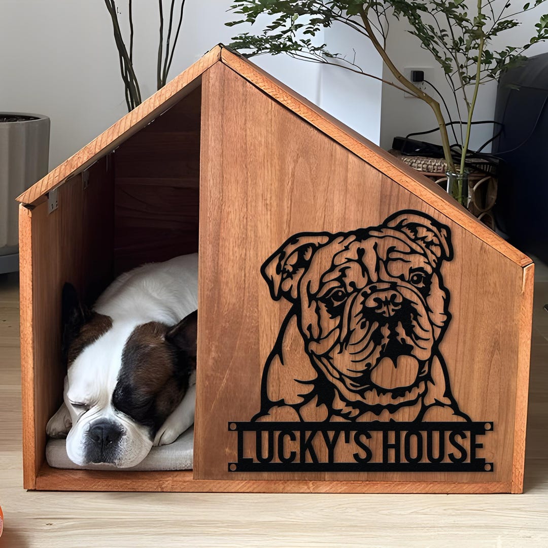 Custom English Bulldog Metal Sign, Personalized Dog Name Sign, Dog ...