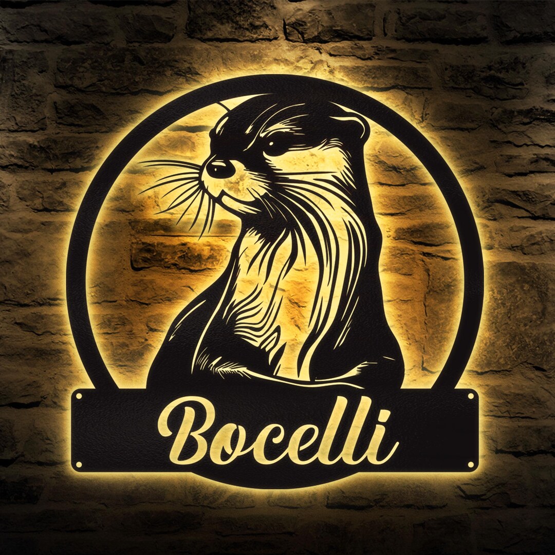 Otter Couple Love LED Sign | Custom Metal Wall Art With Heart & Names ...