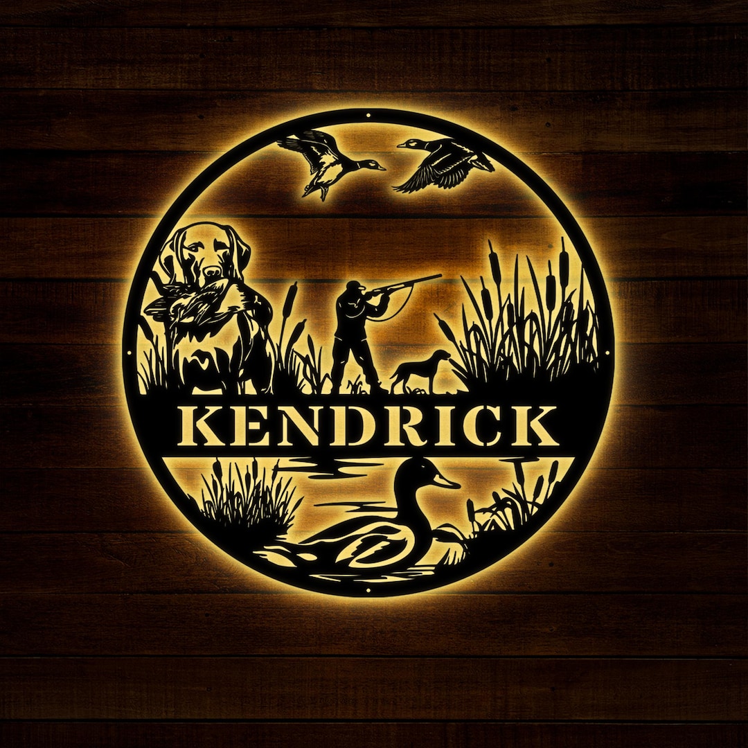 Custom Duck Hunting Metal Wall Art, Personalized Hunter Name Sign With ...