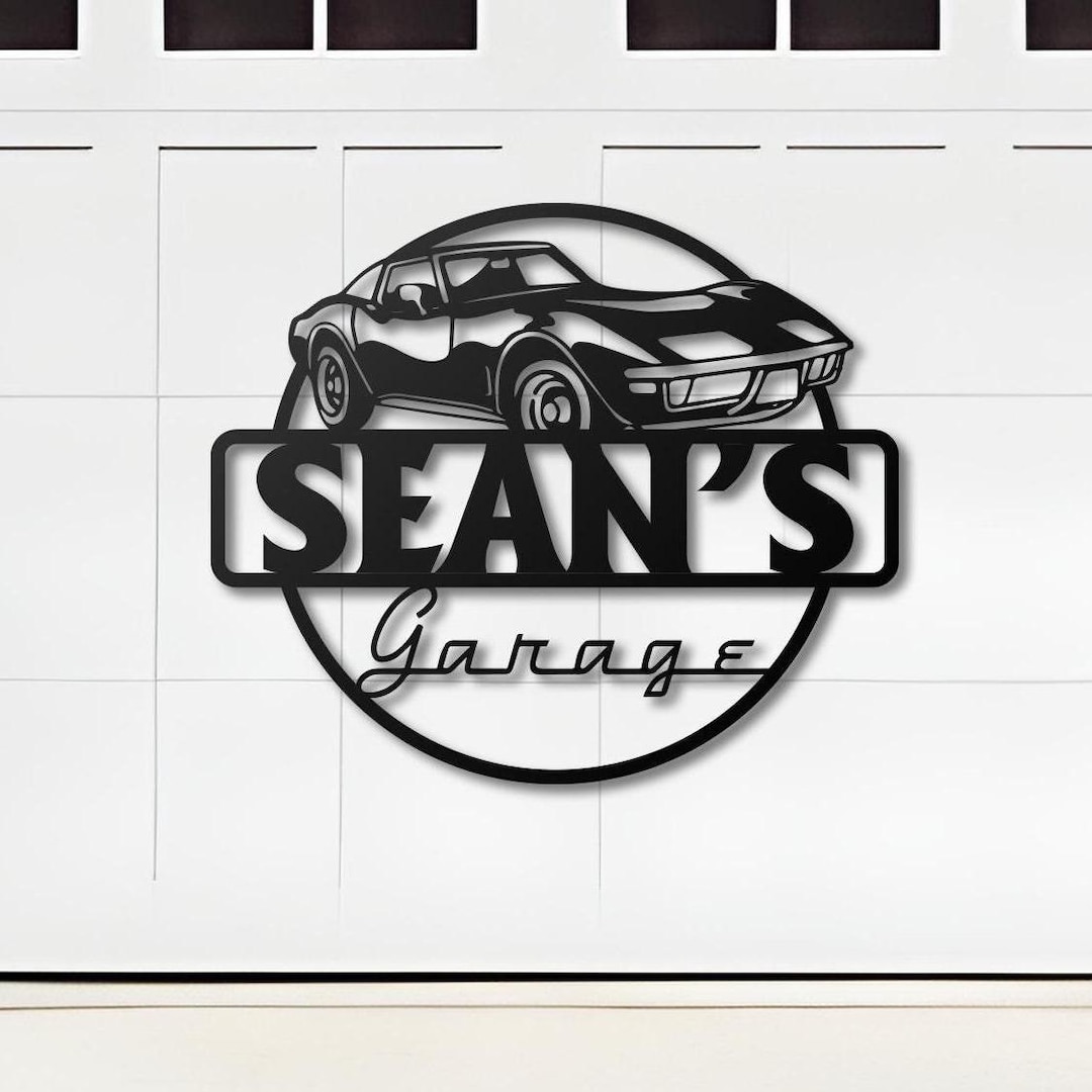 Custom Classic Car Garage Signs, Personalized Man Cave Named Wall Art ...