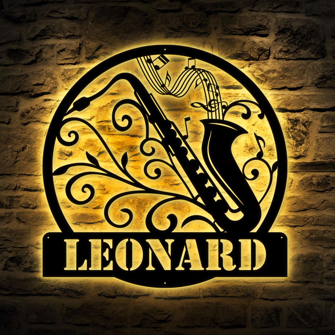 Custom Saxophone LED Metal Wall Art – Personalized Musician Name Sign ...