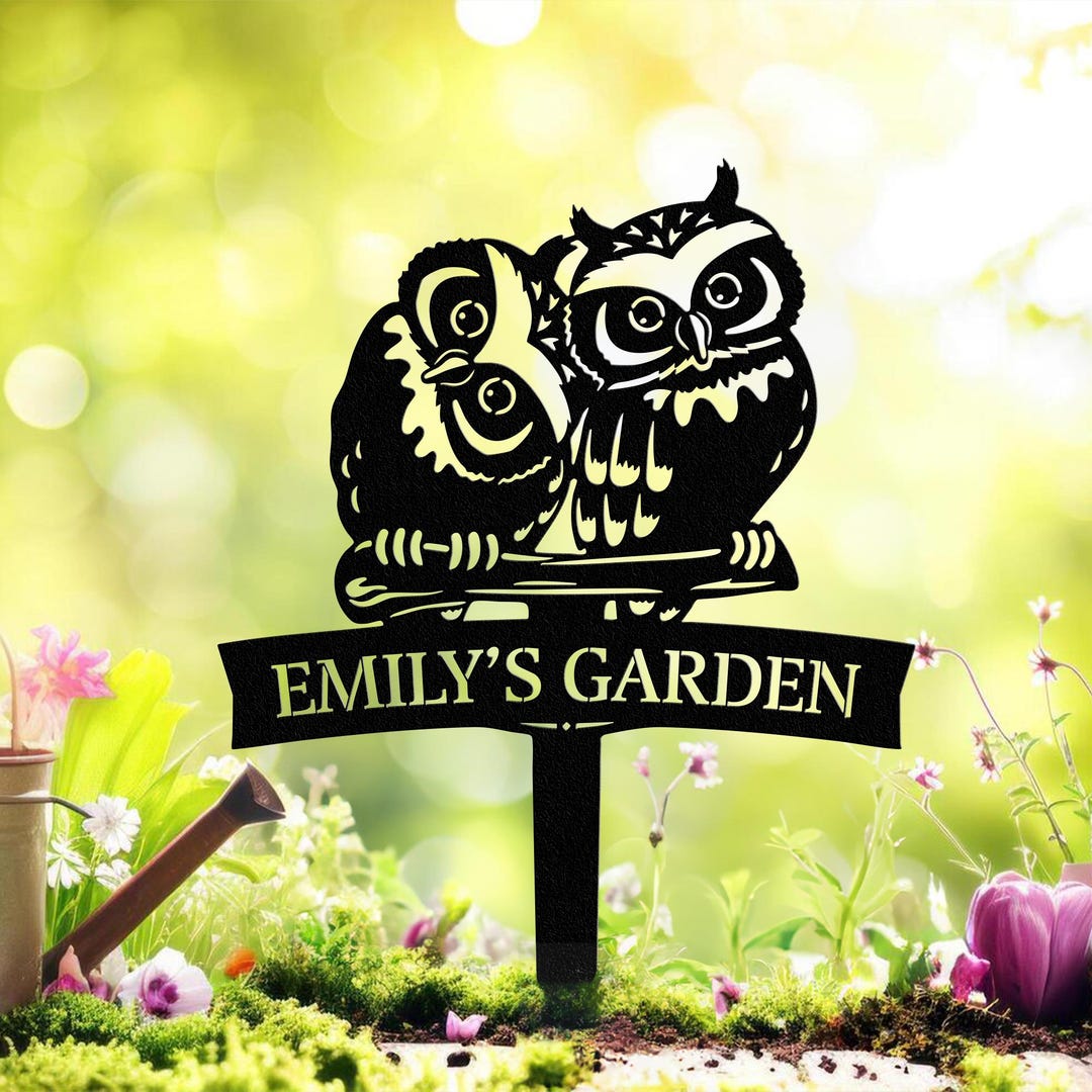 Custom Owl Metal Sign With Stake, Garden Metal Wall Art Decor, Owl Wall ...