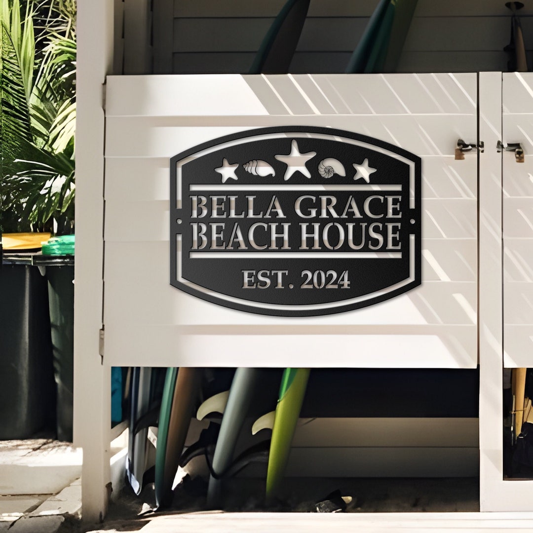 Custom Beach House Sign, Last Name Sign, Beach House Decor, Family Name ...