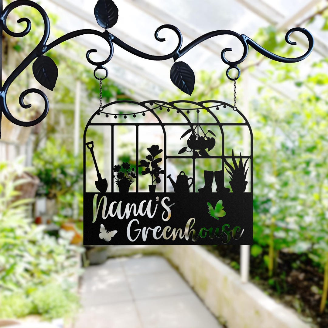 Custom Metal Greenhouse Sign, Personalized Hanging Garden Sign ...