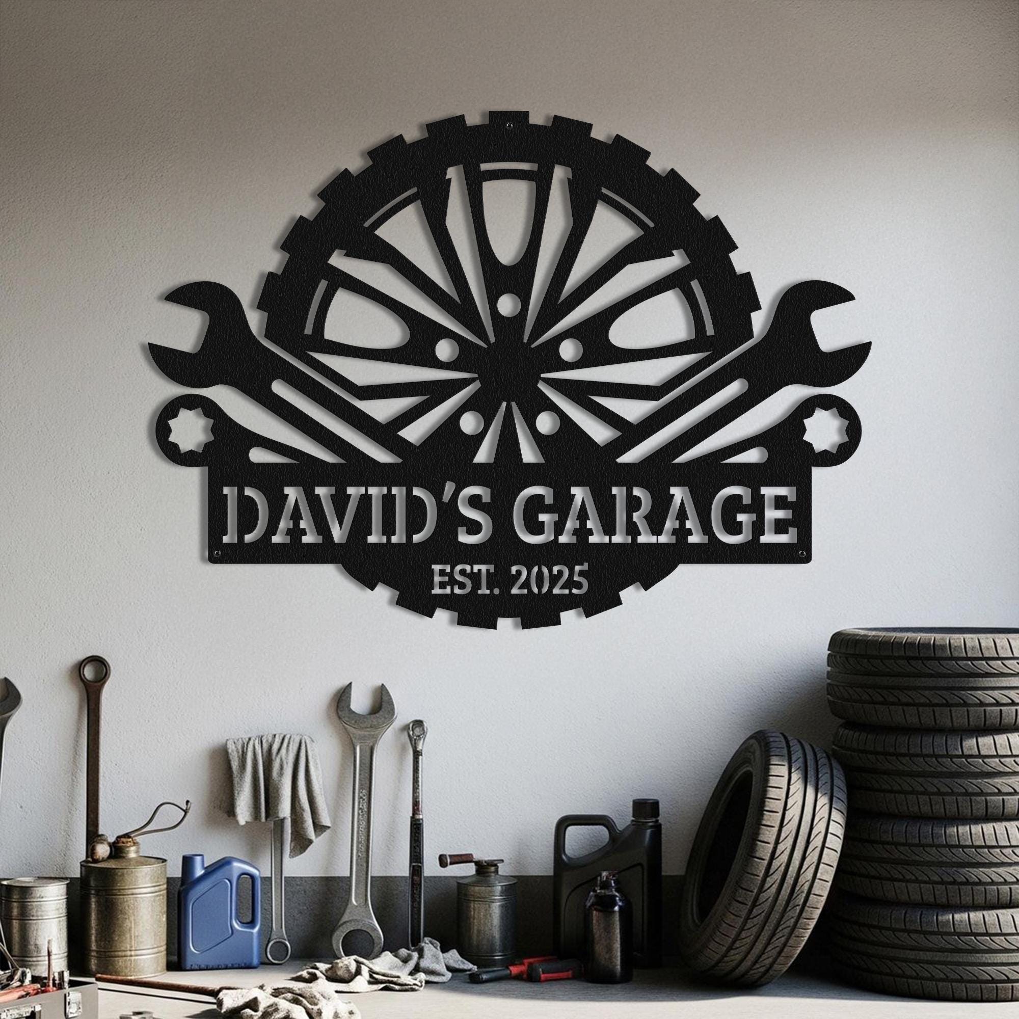 Mechanic Garage Metal Sign – Custom Name Workshop Wall Art With ...