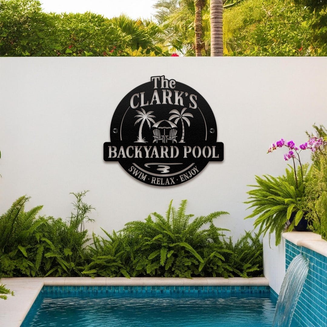 Personalized Family Pool Metal Sign, Custom Family Pool Sign, Pool ...