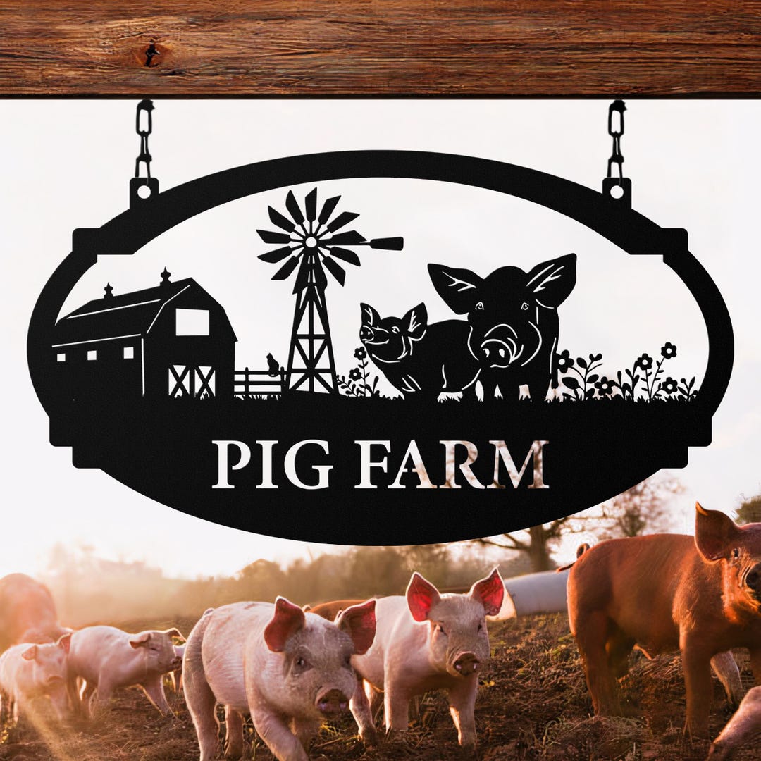 Personalized Pig Farm Metal Sign, Custom Farmhouse Wall Art, Welcome to ...