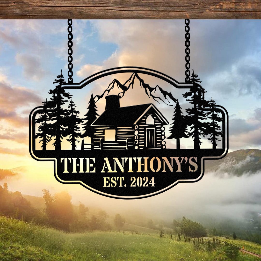 Cabin Sign, Lodge Decoration, Personalized Cabin Metal Sign, Cabin ...