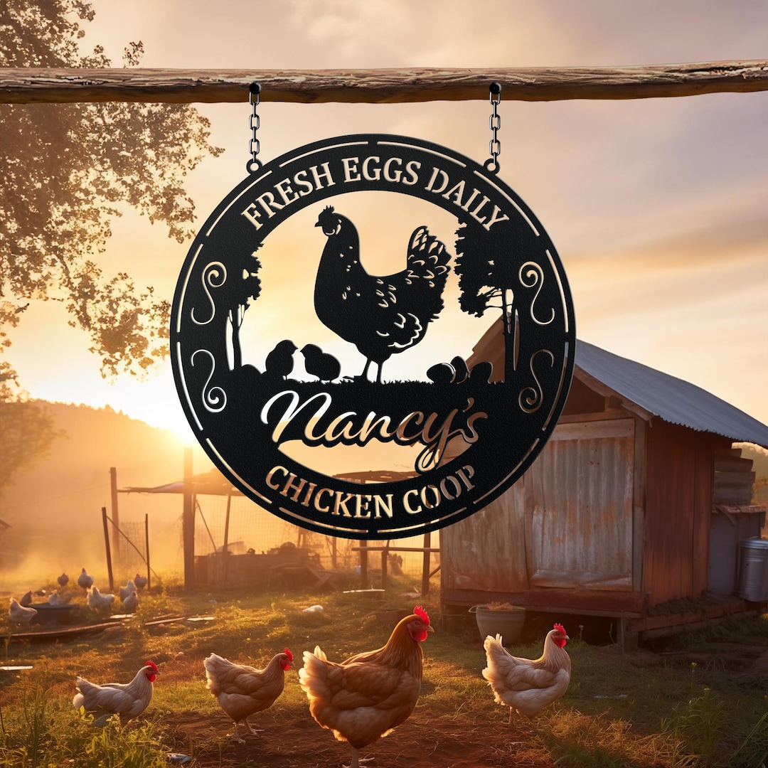 Custom Chicken Coop Metal Sign, Chicken Farm Wall Art Decor ...