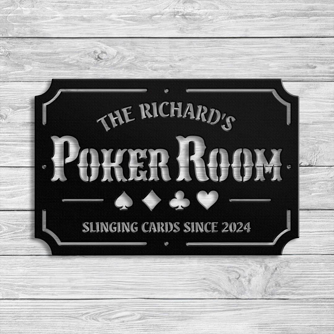 Custom Poker Sign LED Light, Personalized Metal Sign, Poker Room Wall ...