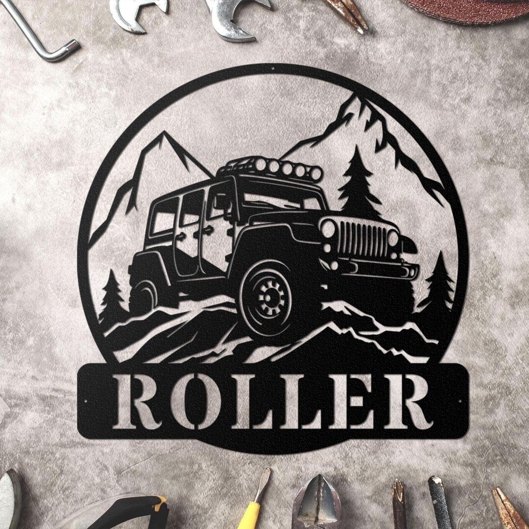 Custom Offroad Jeep Metal Sign Led Lights, Personalized Outdoor Sign ...