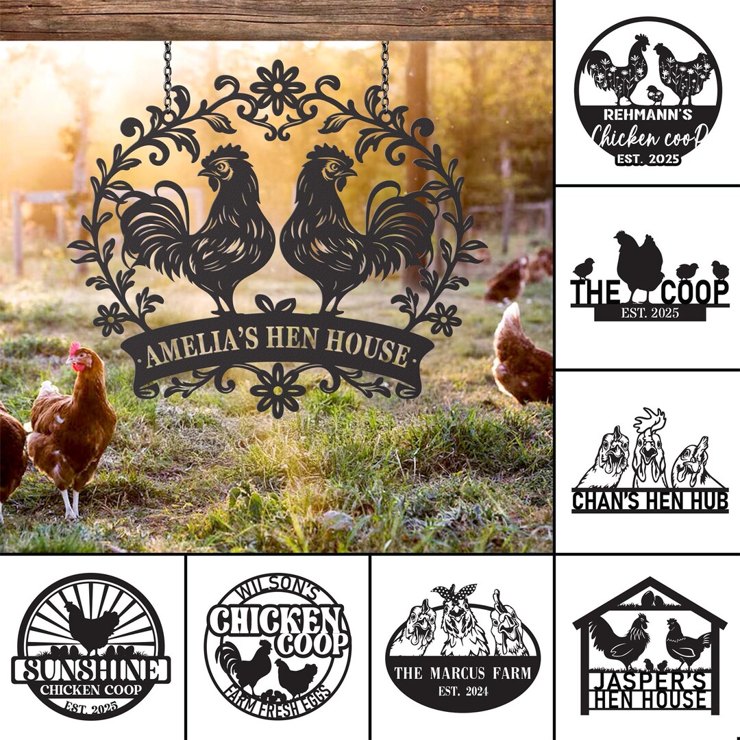 Custom Hen House Coop Sign, Chicken Coop Metal Sign, Our Little Coop ...
