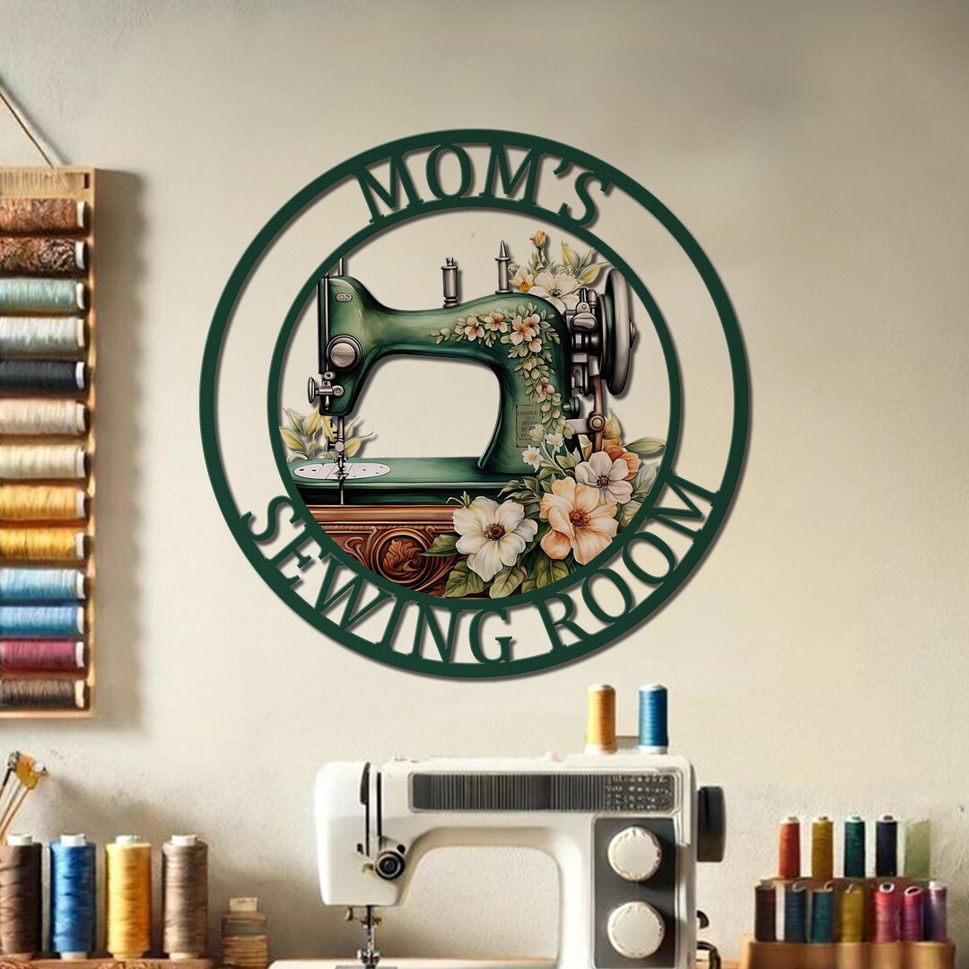 Custom Sewing Room Metal Sign, Craft Room Decor, Sewing Machine With ...