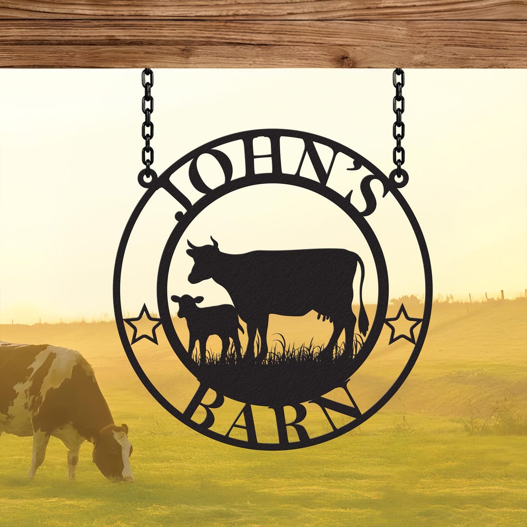 Custom Cow Metal Farm Sign, Farmhouse Metal Sign, Personalized Ranch ...