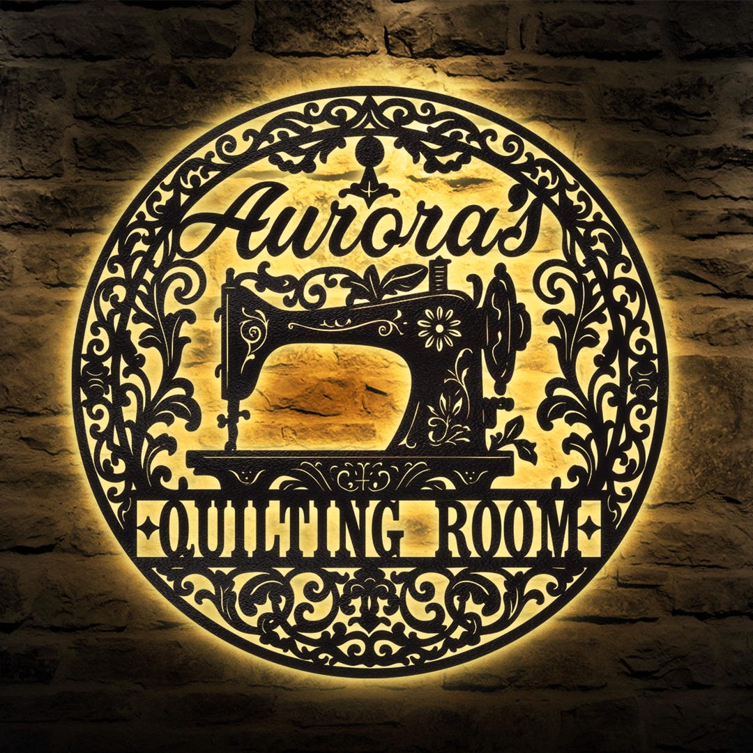 Quilting Room LED Metal Sign – Personalized Sewing Wall Art Decor ...