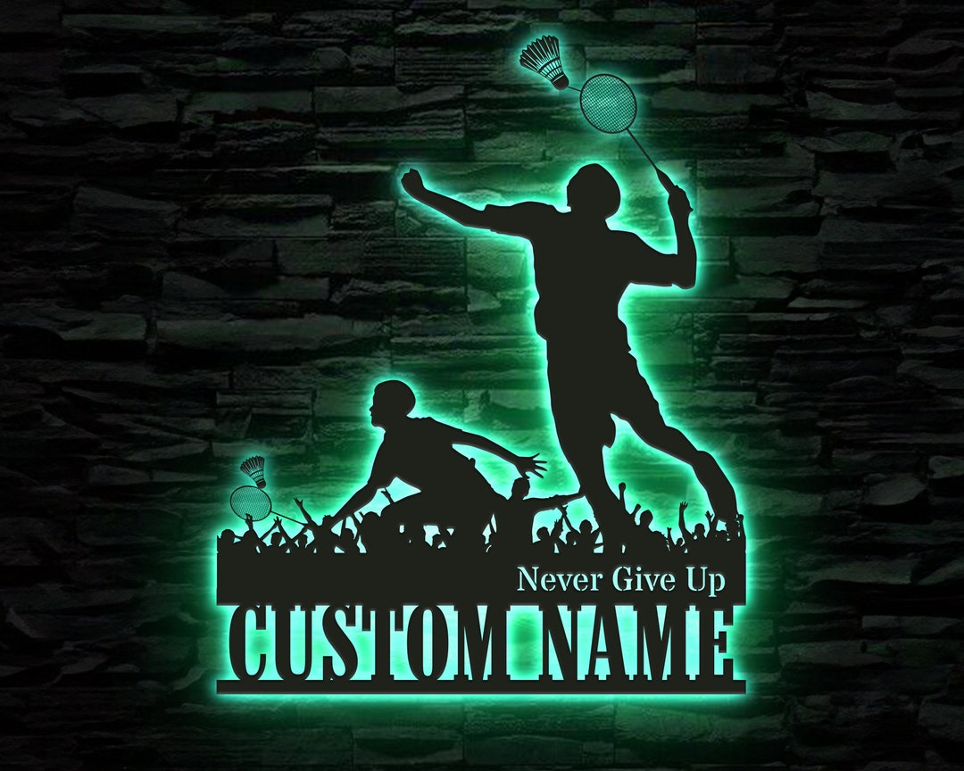 Custom Badminton Metal Wall Art With Led Light, Badminton Coach Gift ...