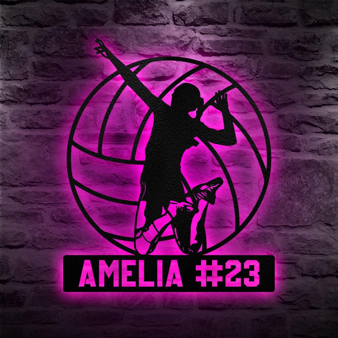 Personalized Volleyball Metal Sign Wall Art Decor, Custom Name Room ...