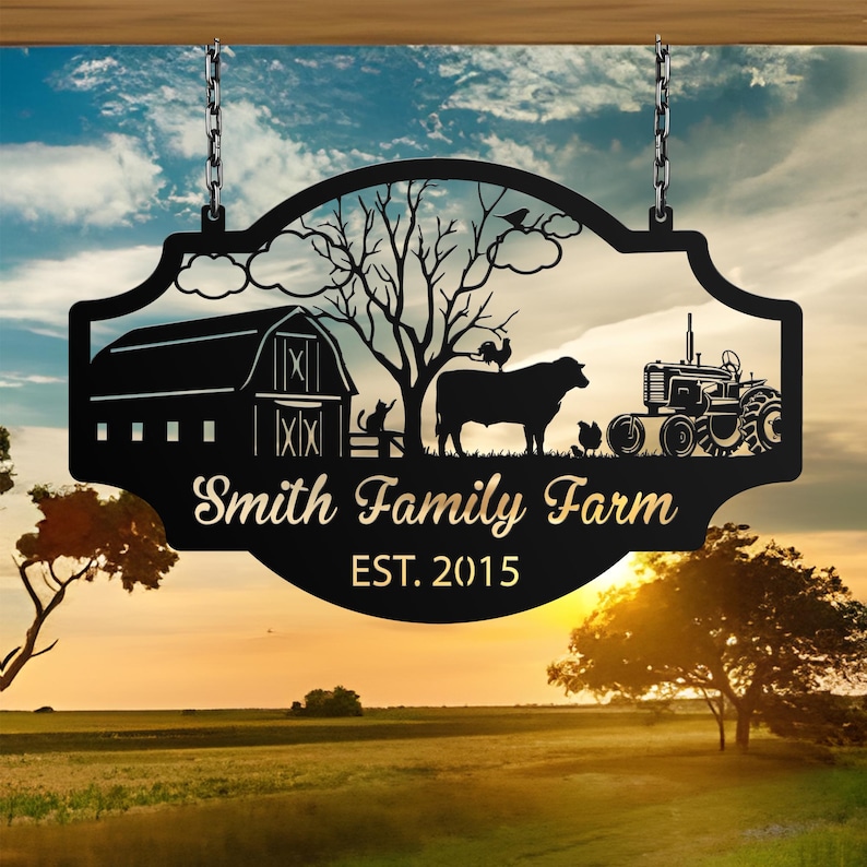 Personalized Farm Sign, Metal Farm Sign, Custom Metal Farm Name Sign ...