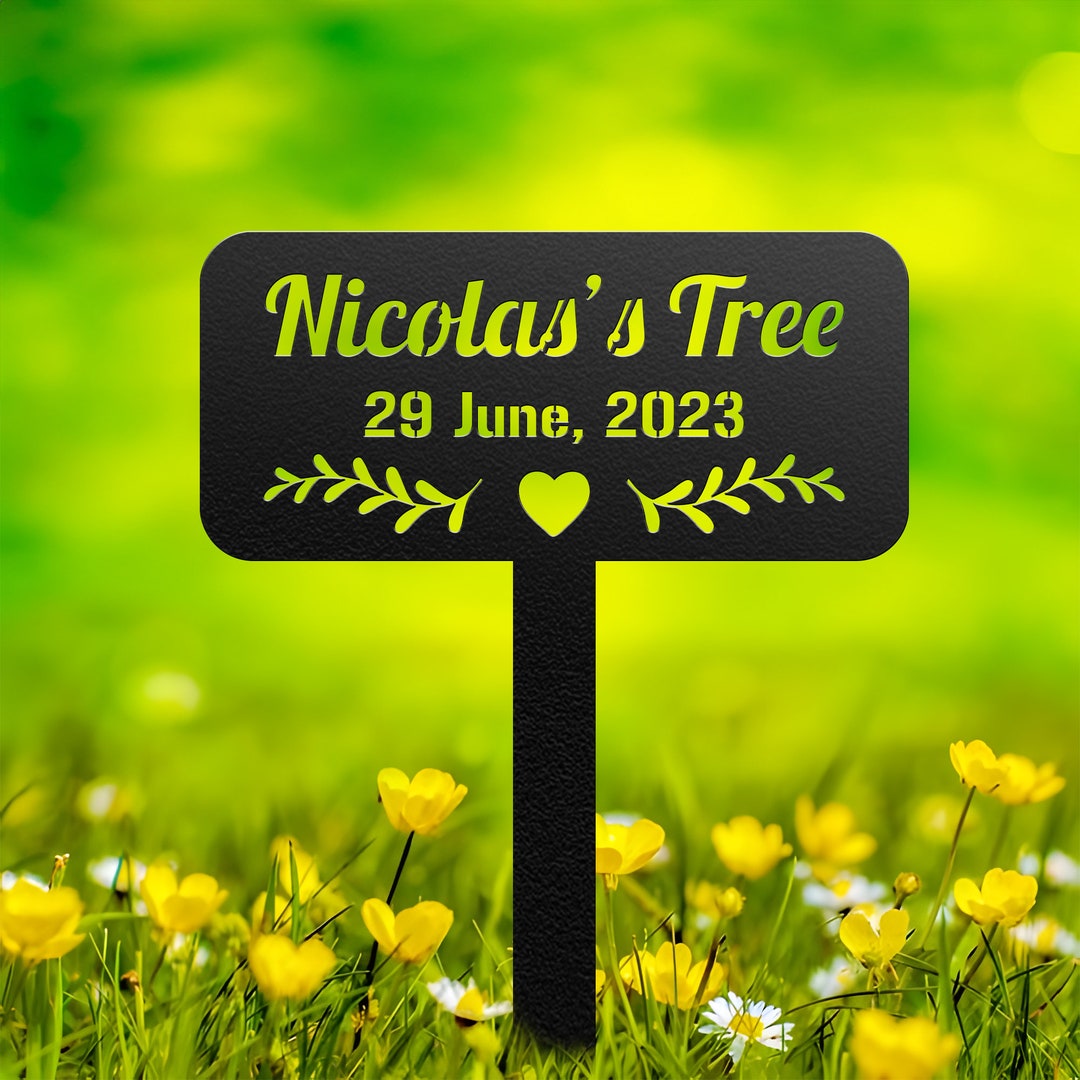 Custom Memorial Tree Sign With Stake, Tree Decor, Tree Metal Garden ...