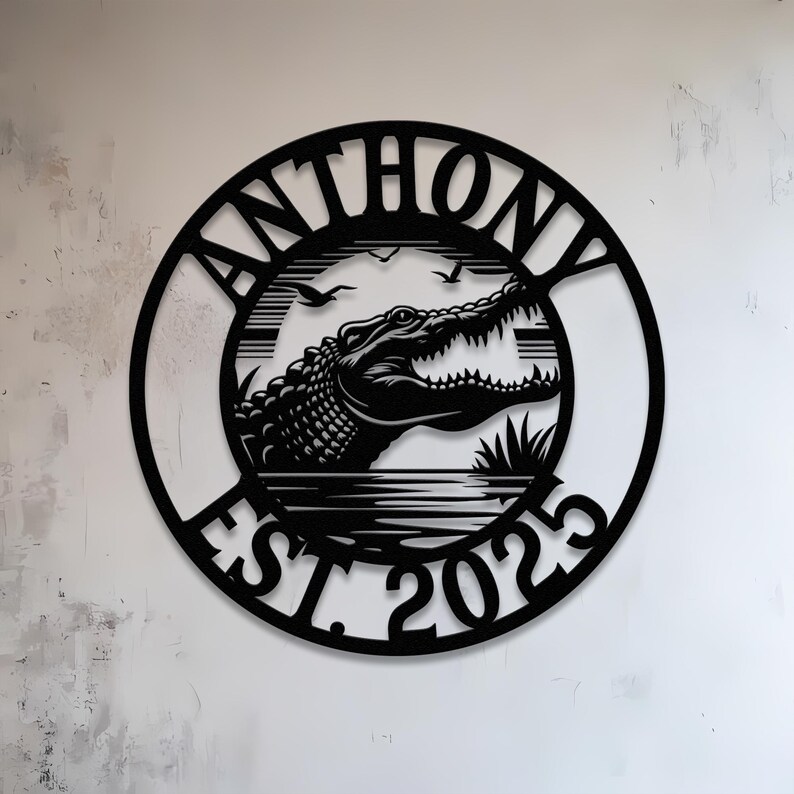 Custom Crocodile Metal Sign Led Lights, Metal Alligator Sign ...