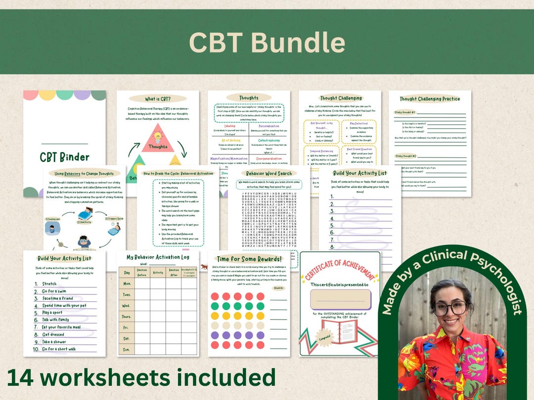 CBT Worksheets, CBT Therapy Tools, Therapy Bundle - Etsy