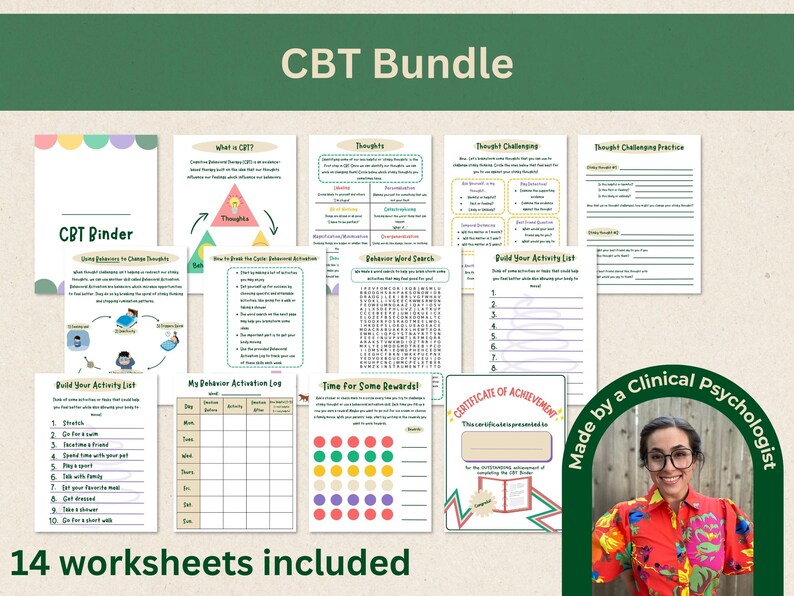 CBT Worksheets, CBT Therapy Tools, Therapy Bundle - Etsy