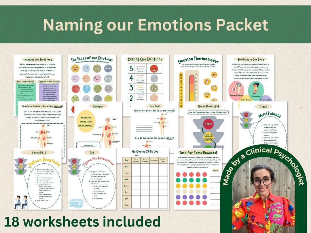 Naming Our Emotions: Emotion Worksheet for Kids, Emotional Awareness ...
