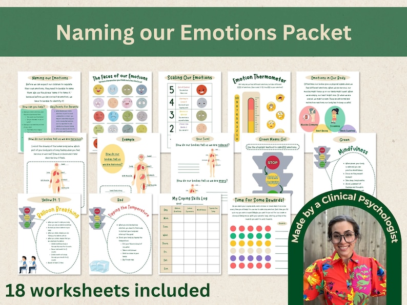 Naming Our Emotions: Emotion Worksheet for Kids, Emotional Awareness ...