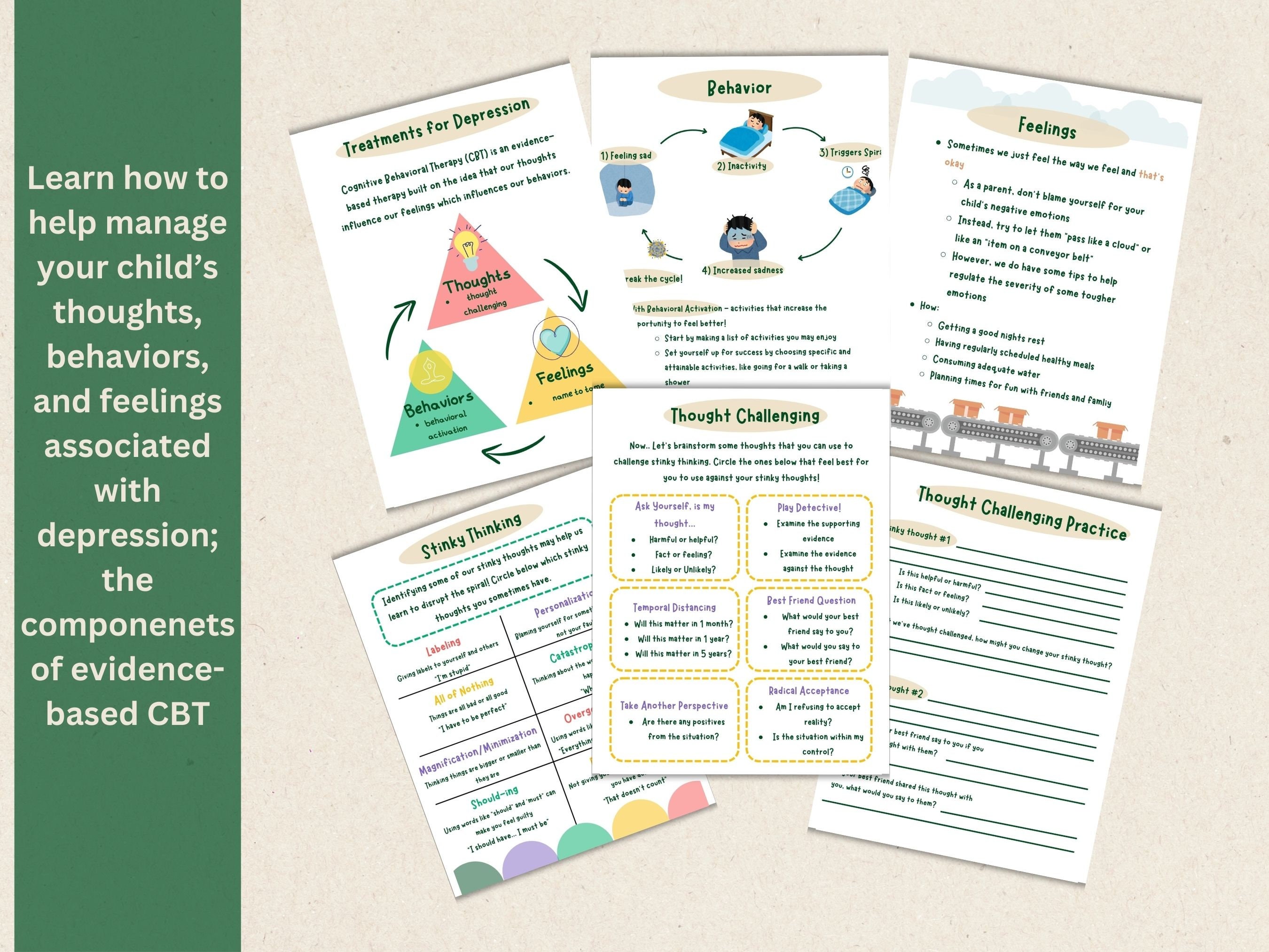 Depression Therapy Worksheets, CBT, Family Therapy, Behavior Chart ...