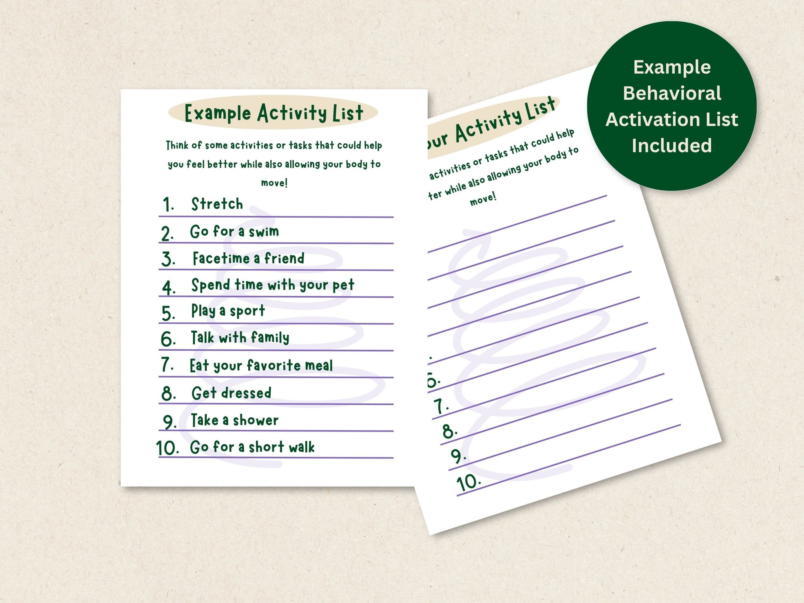 Depression Therapy Worksheets, CBT, Family Therapy, Behavior Chart ...