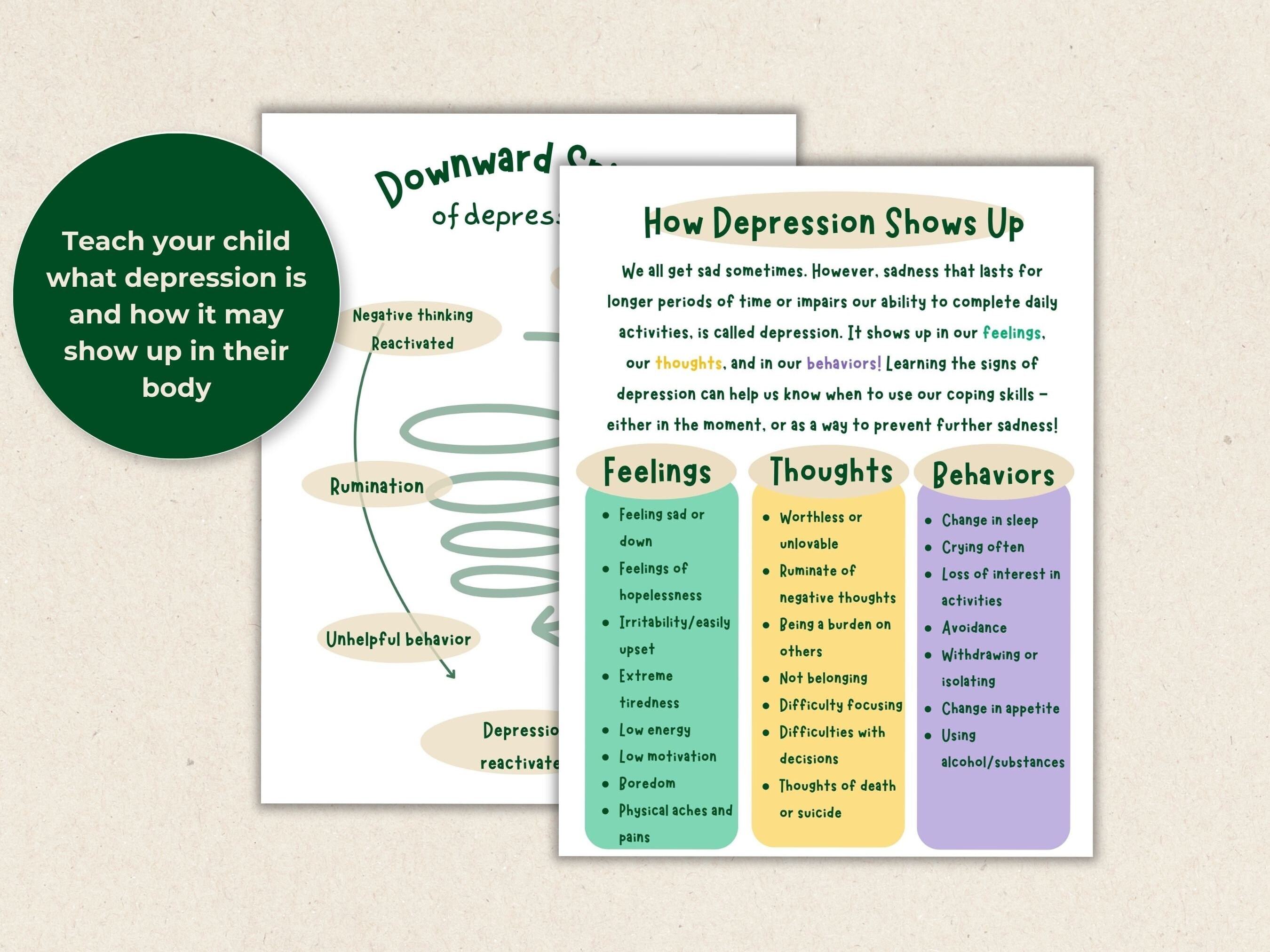 Depression Therapy Worksheets, CBT, Family Therapy, Behavior Chart ...