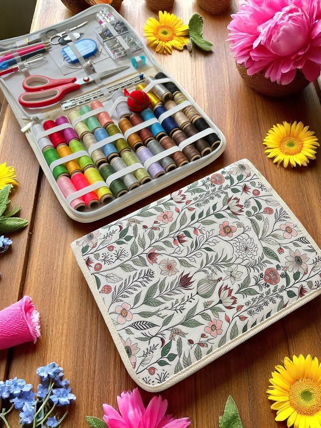 Complete Sewing Kit in Floral Case, Travel Sewing Repair Kit, Gift for ...