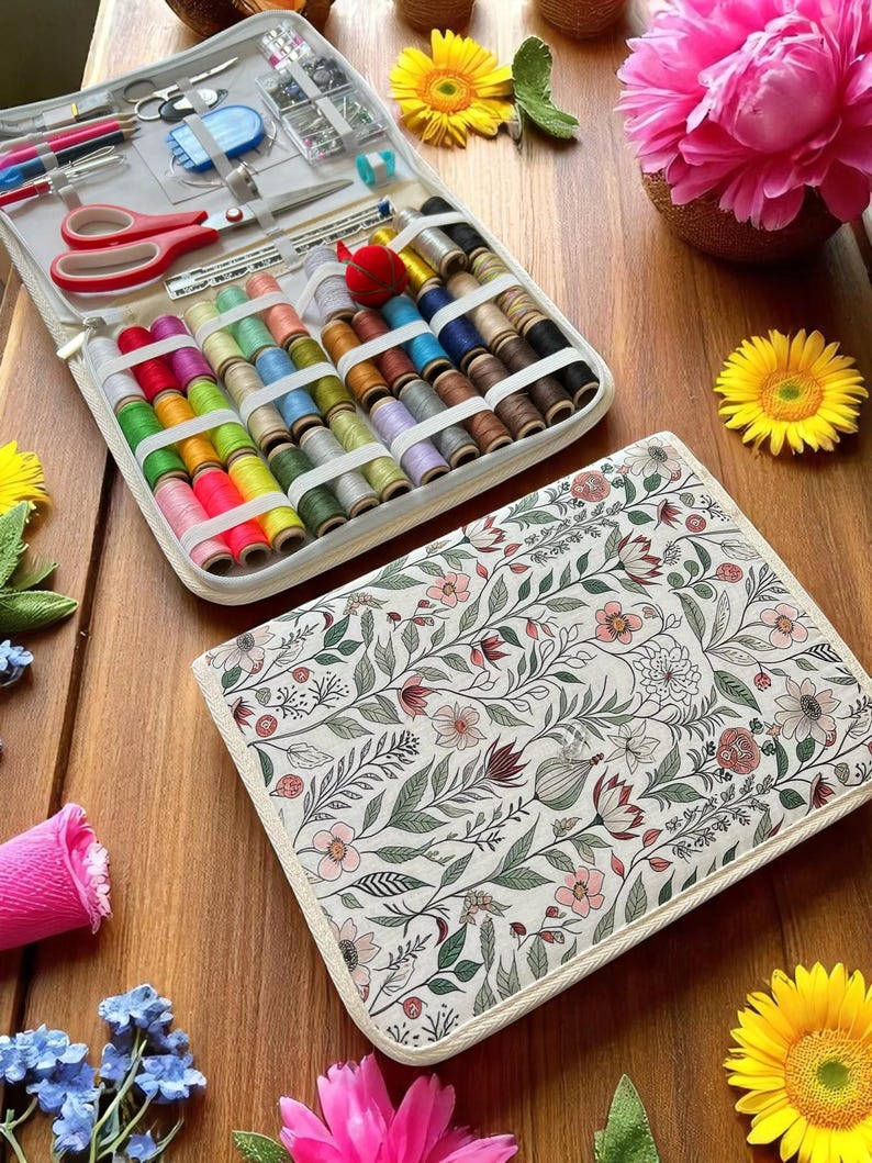 Complete Sewing Kit in Floral Case: Travel & Home Repair - Etsy