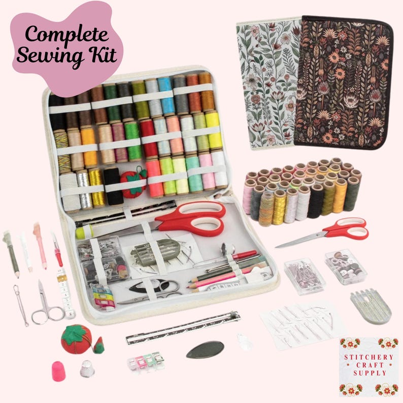 Complete Sewing Kit in Floral Case, Travel Sewing Repair Kit, Gift for ...