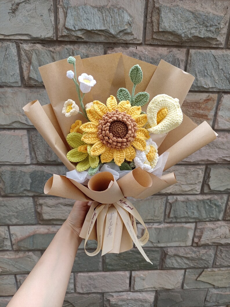 Handmade Crochet Flower Bouquet: Everlasting Knitted Floral Gift - Etsy