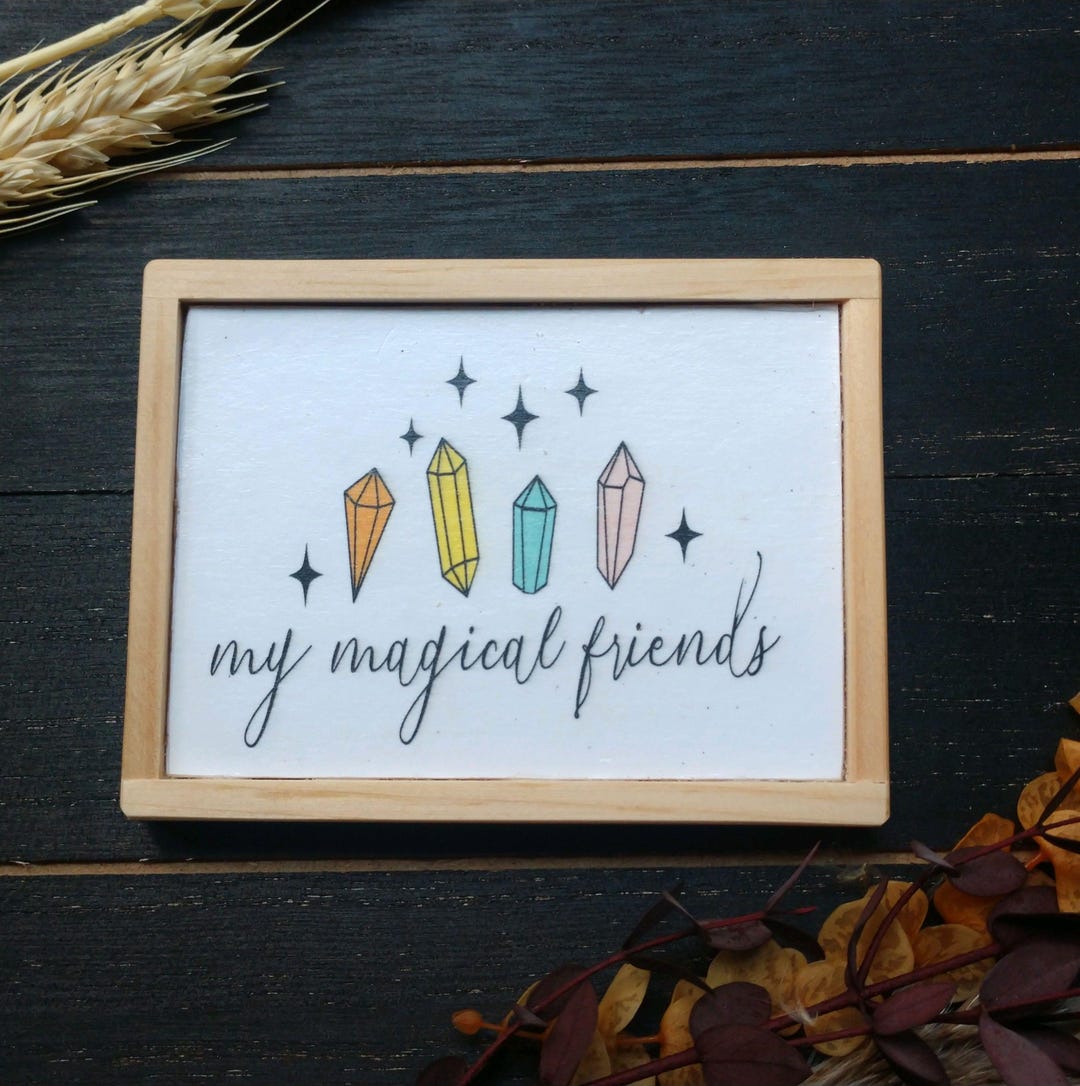 Crystals Wood Framed Miniature Sign Farmhouse Sign Tiered Tray Decor ...