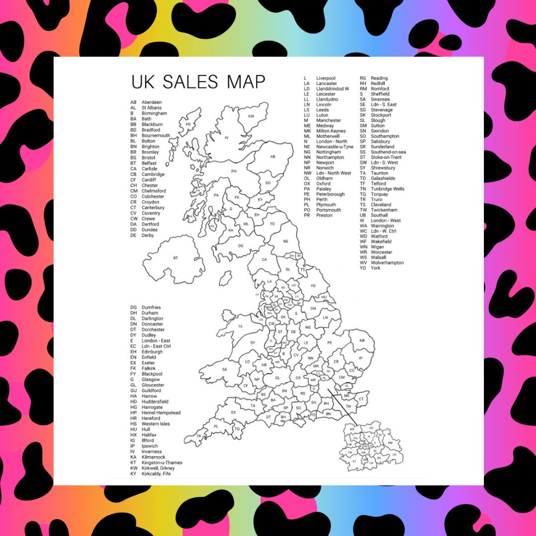 UK Sales Map, Postcode Map, Small Business Tracker, Postcode Poster ...