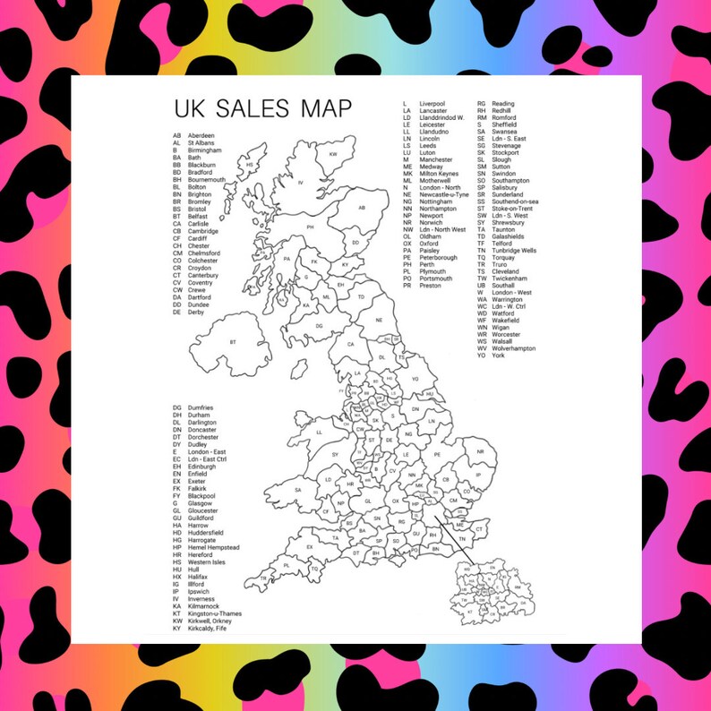 UK Sales Map, Postcode Map, Small Business Tracker, Postcode Poster ...