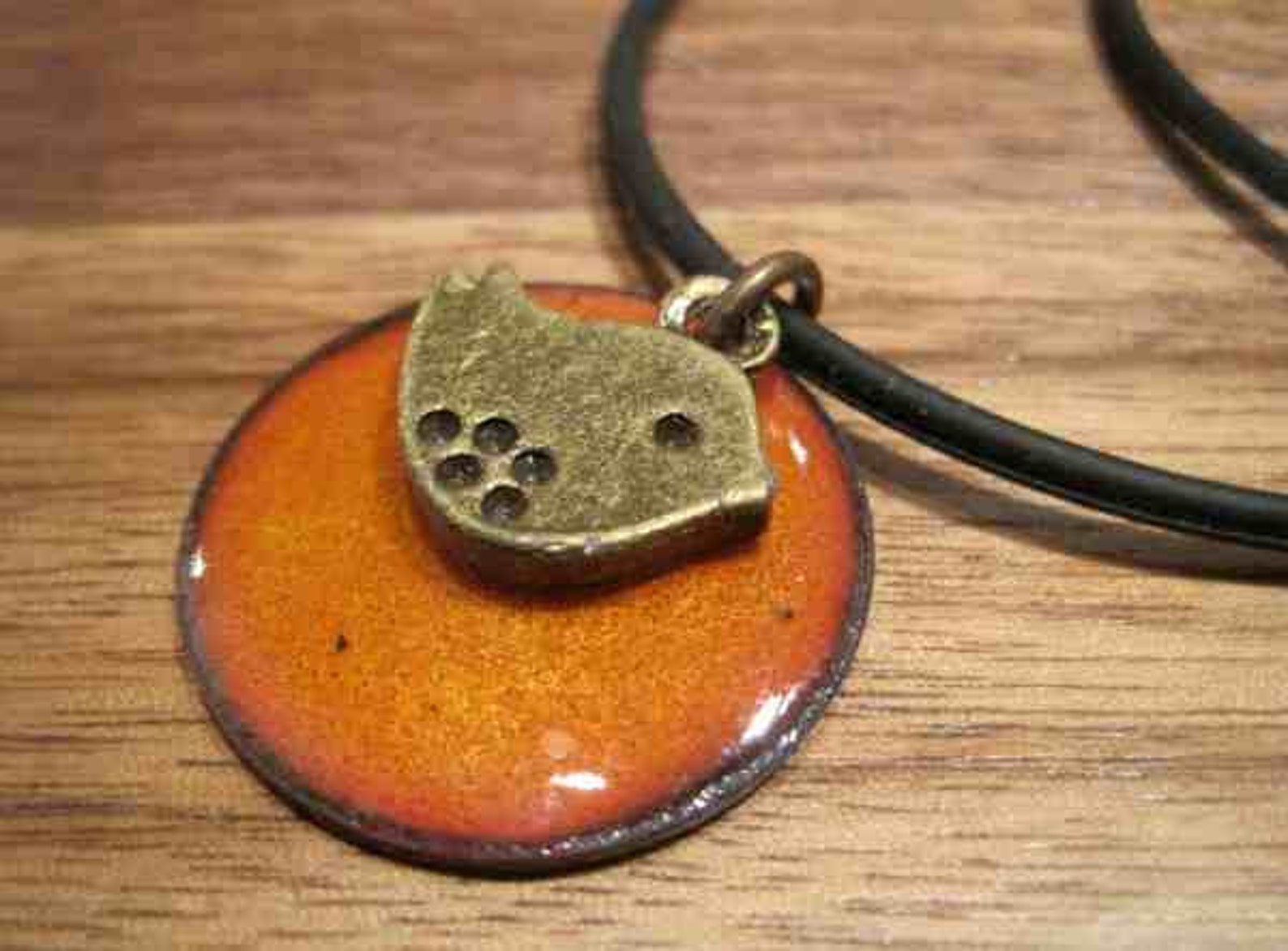 Bird Necklace, Persimmon Bird Jewelry, Orange Enamel Jewelry, Bird ...