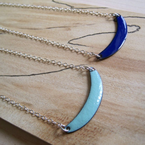 Blue Transparent Enamel and Hand Hammered Sterling Silver - Etsy