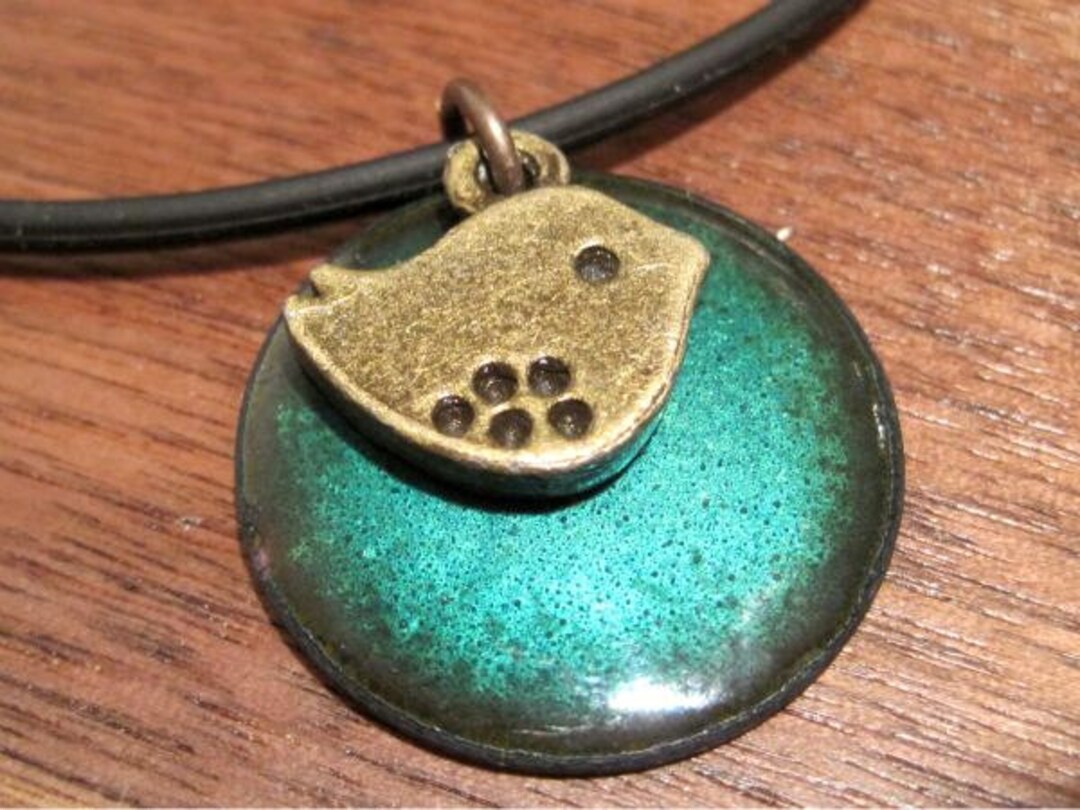 Blue Bird Necklace, Blue Bird Jewelry, Blue Enamel Jewelry, Bird ...