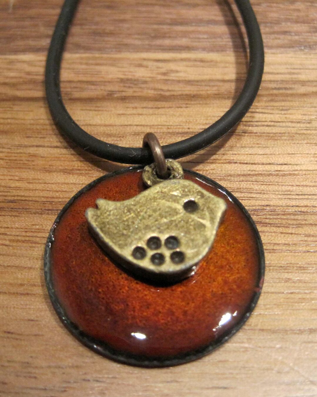Bird Necklace, Bird Jewelry, Chestnut Brown Enamel Jewelry, Bird ...