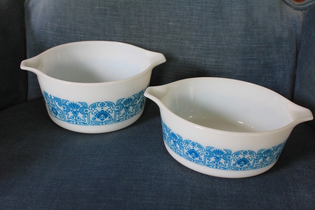 Vintage Pyrex Bowl Set With Handles Horizon Blue - Etsy